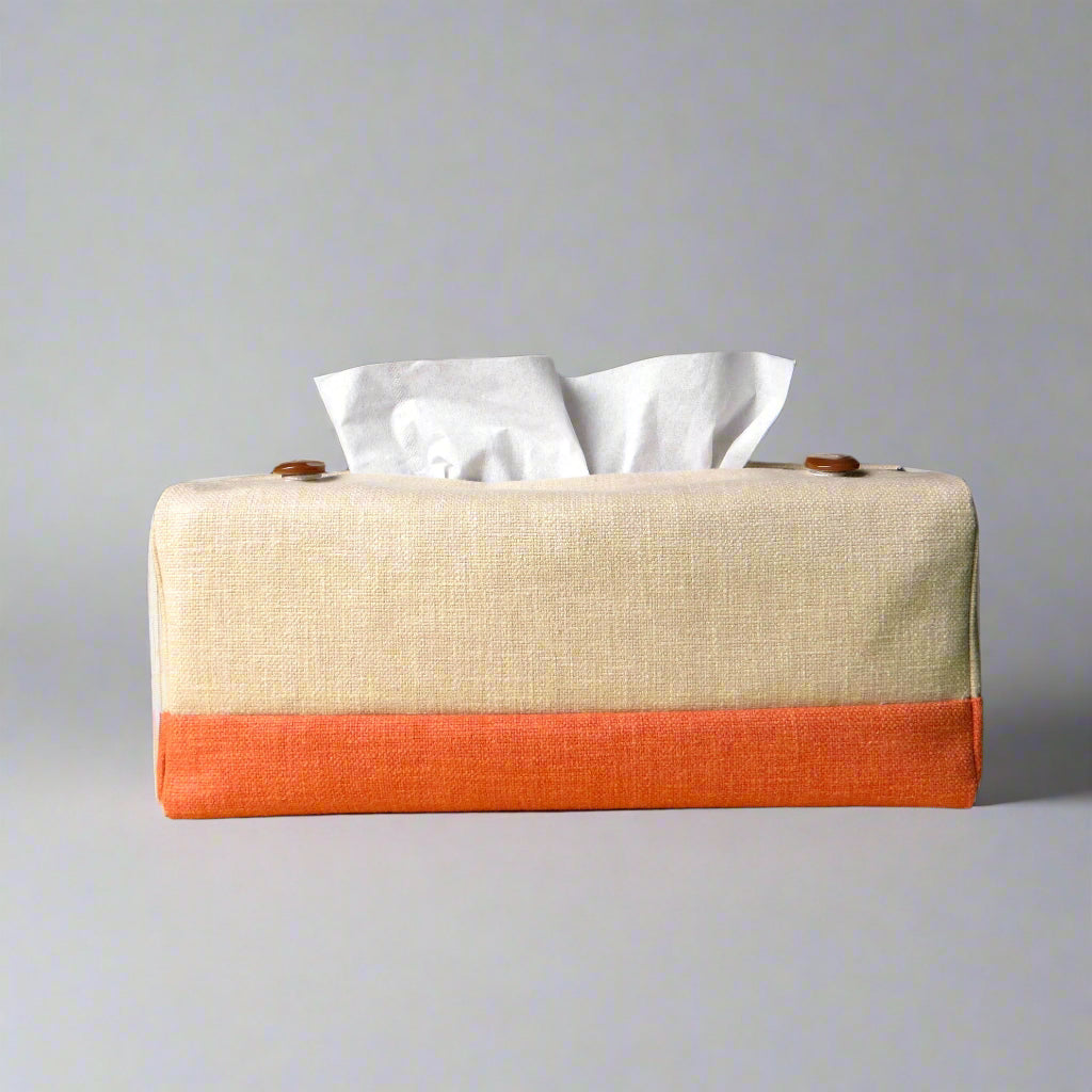 Rectangular Fabric Tissue Box Cover - Two Tone Sand and Orange – Aaron ...